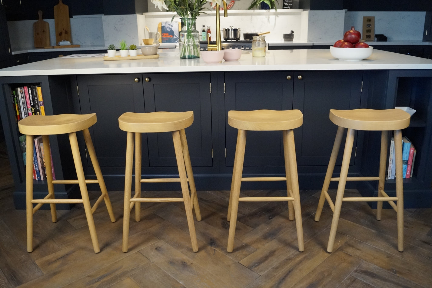 Solid Oak Kitchen Stool, A Handcrafted Bar Stool with Natural Finish ...
